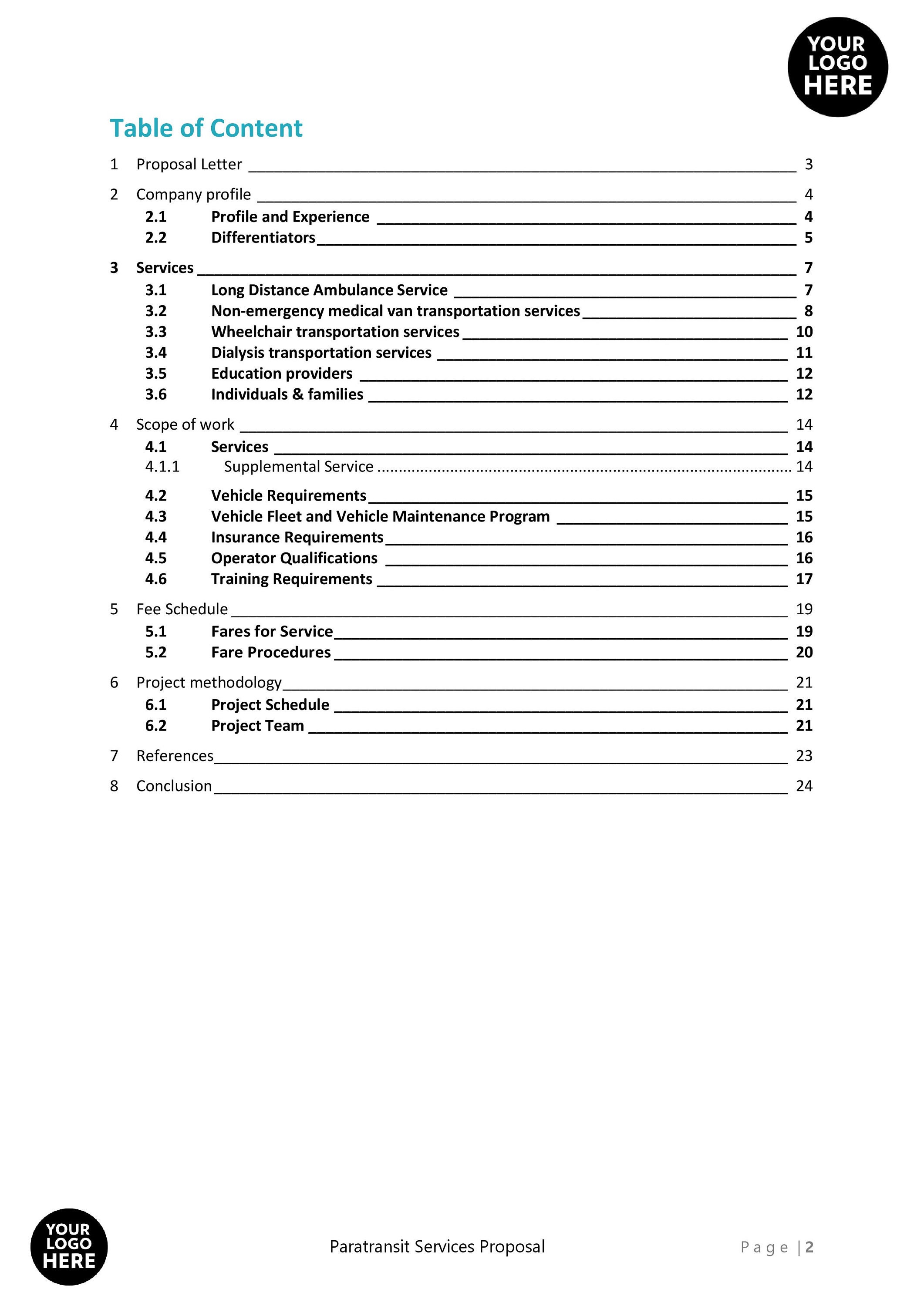 Paratransit Services Business Proposal Template - Etsy