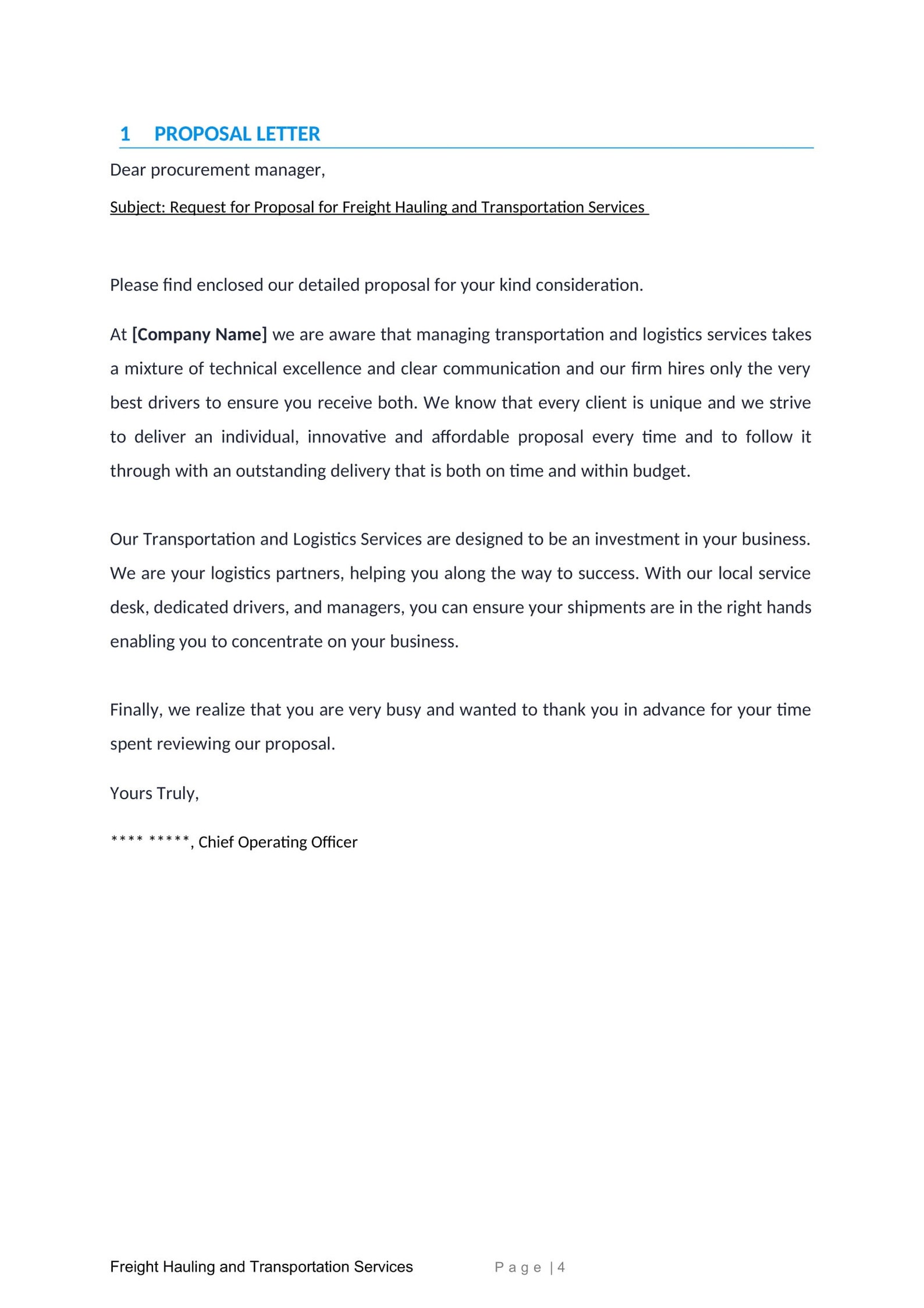 Freight Hauling and Transportation Services Proposal Template - Etsy