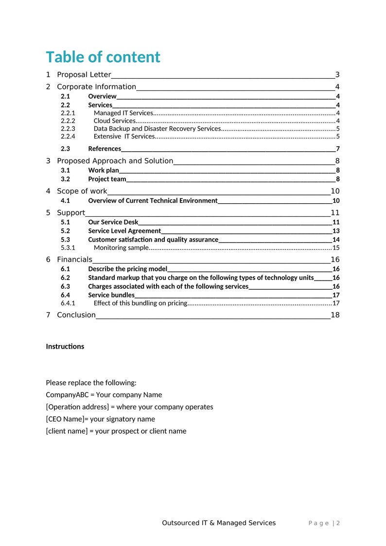 Managed Services Business Proposal Template - Etsy