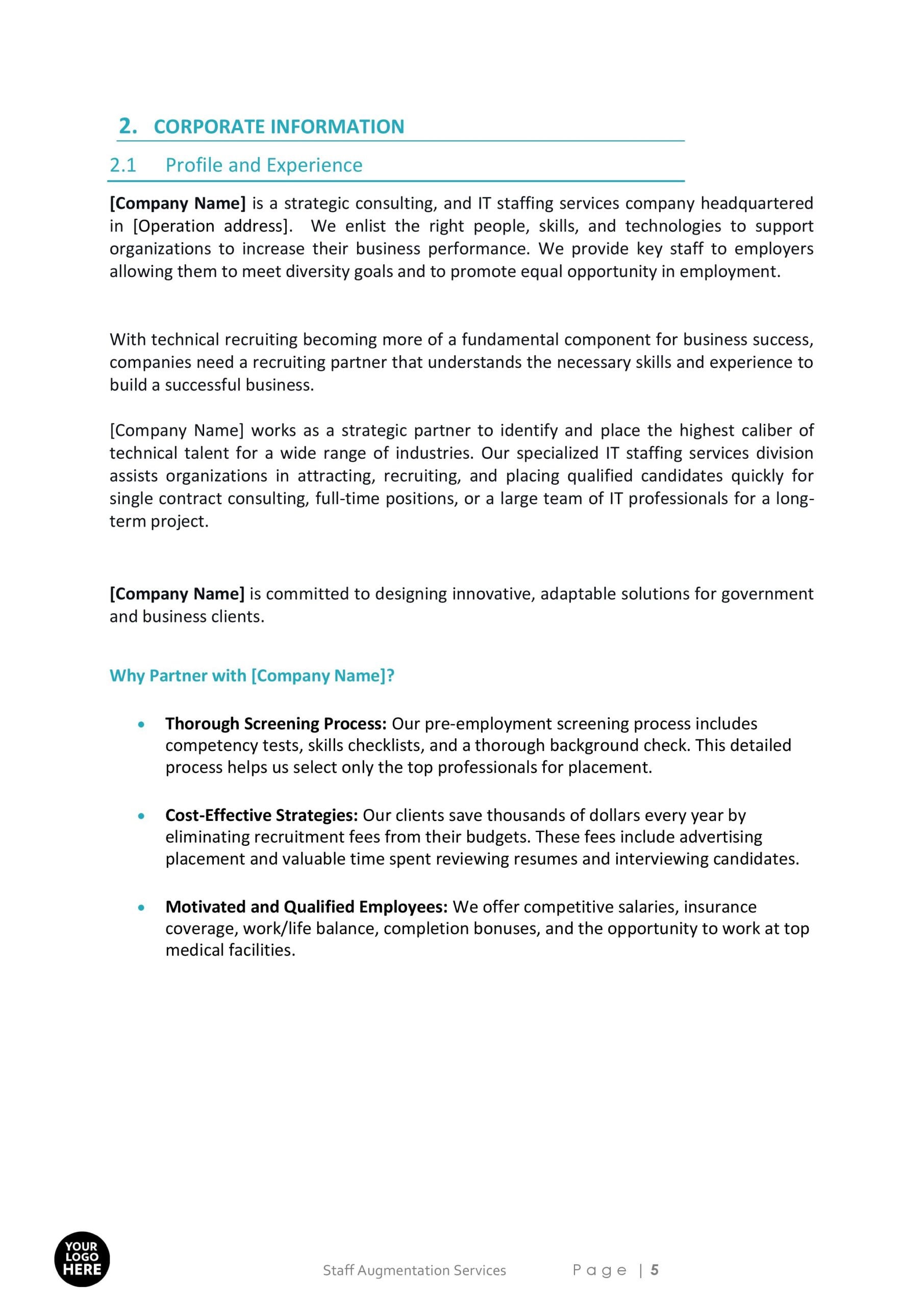 IT Staff Augmentation Services Proposal Template - Etsy