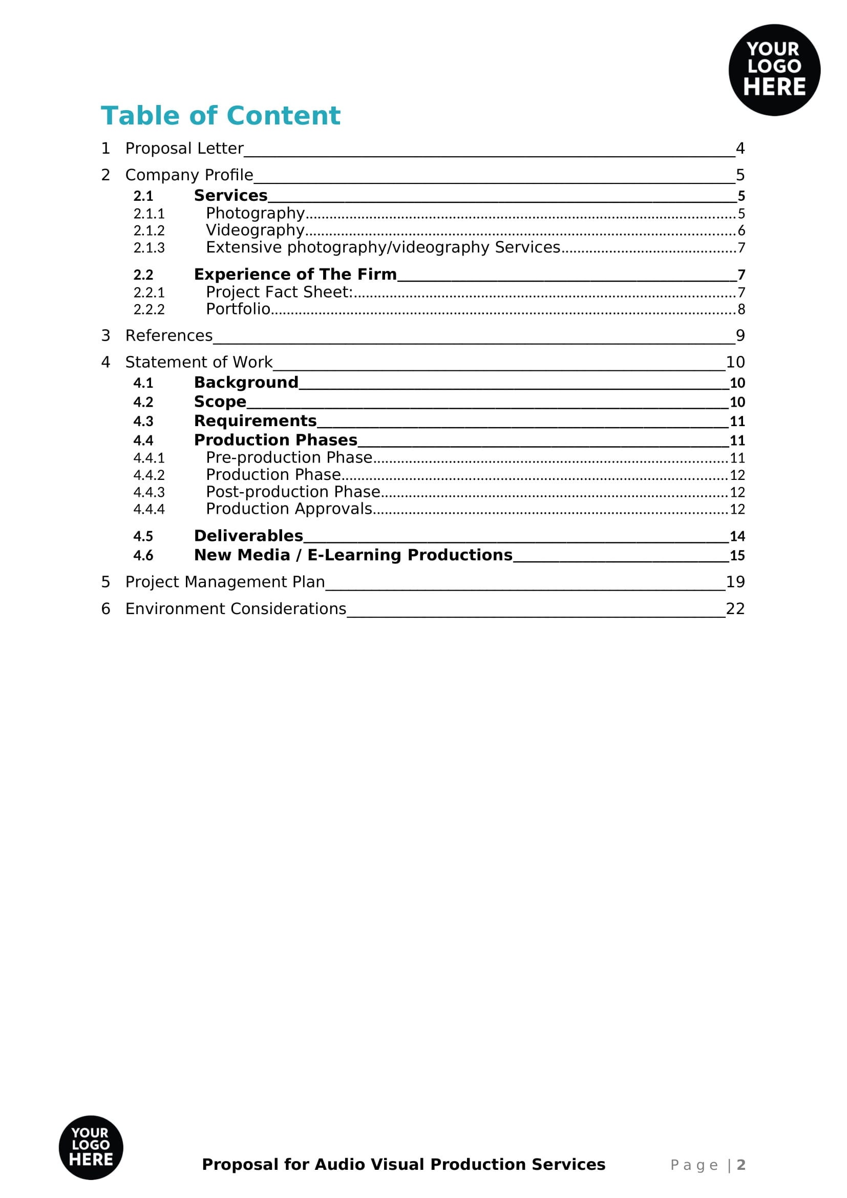 Audio Visual Production Services Proposal Template - Etsy