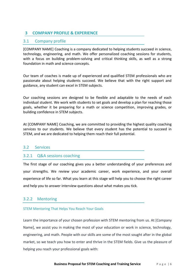 STEM Coaching Services Proposal Template - Etsy