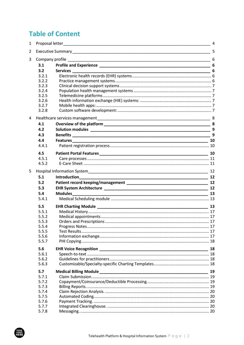 Hospital Information System Business Proposal Template - Etsy