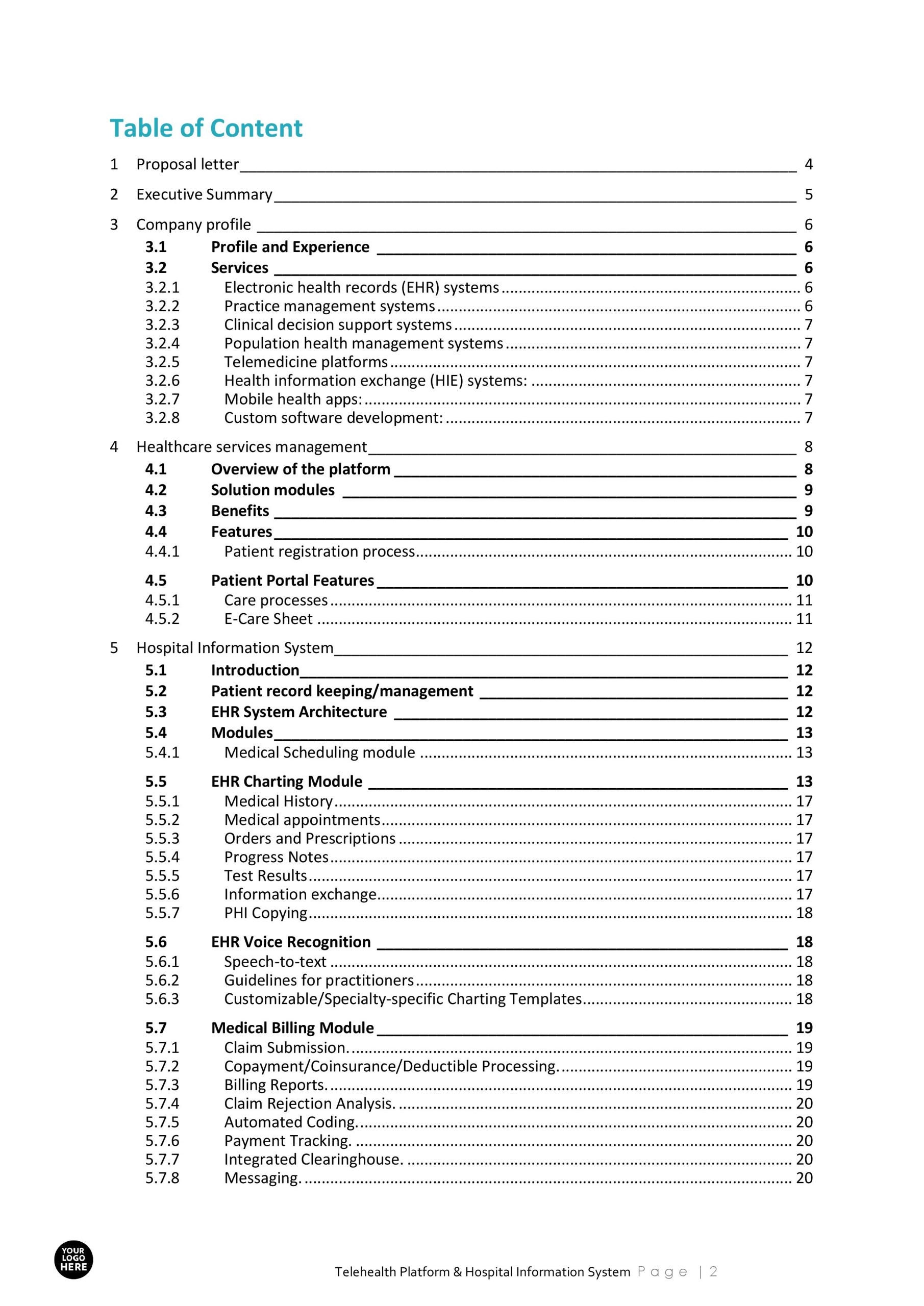 Hospital Information System Business Proposal Template - Etsy