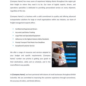 Freight Hauling and Transportation Services Proposal Template - Etsy