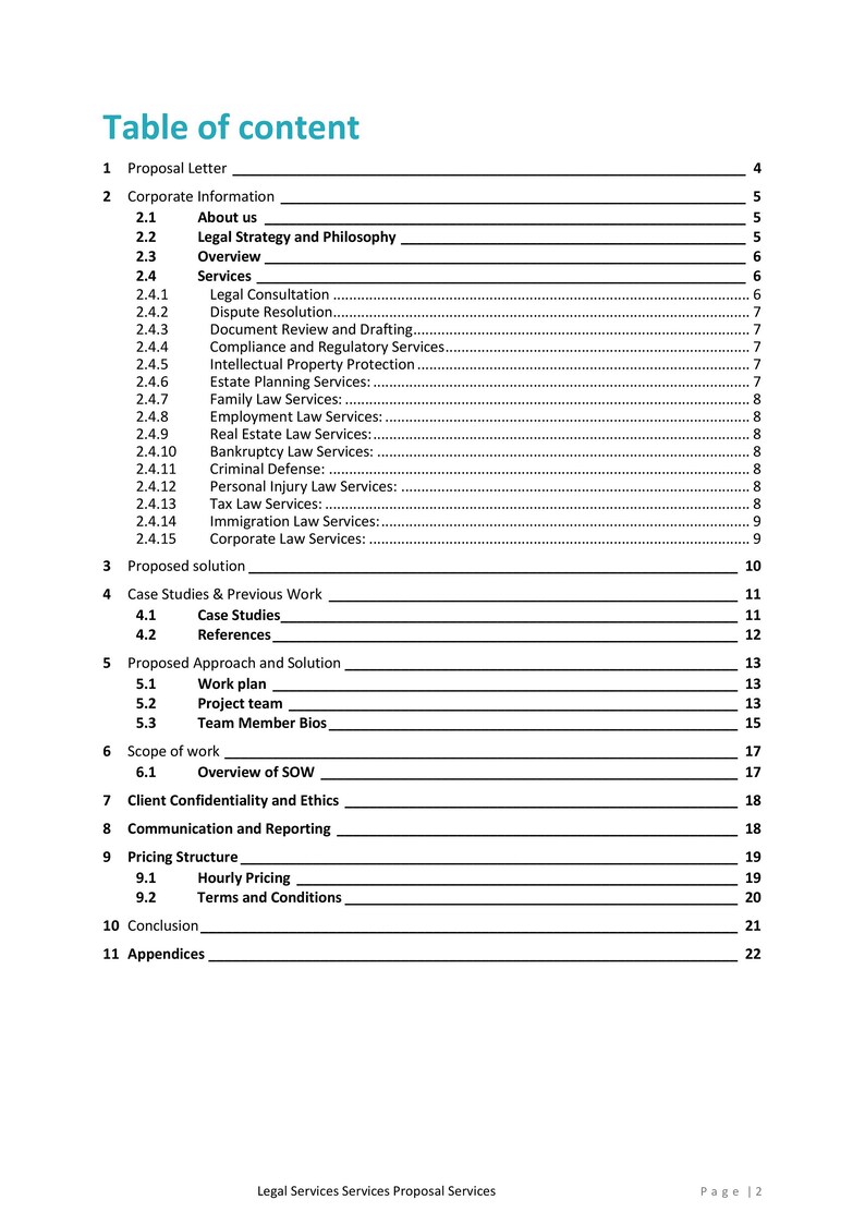 Legal Services Proposal Template - Etsy