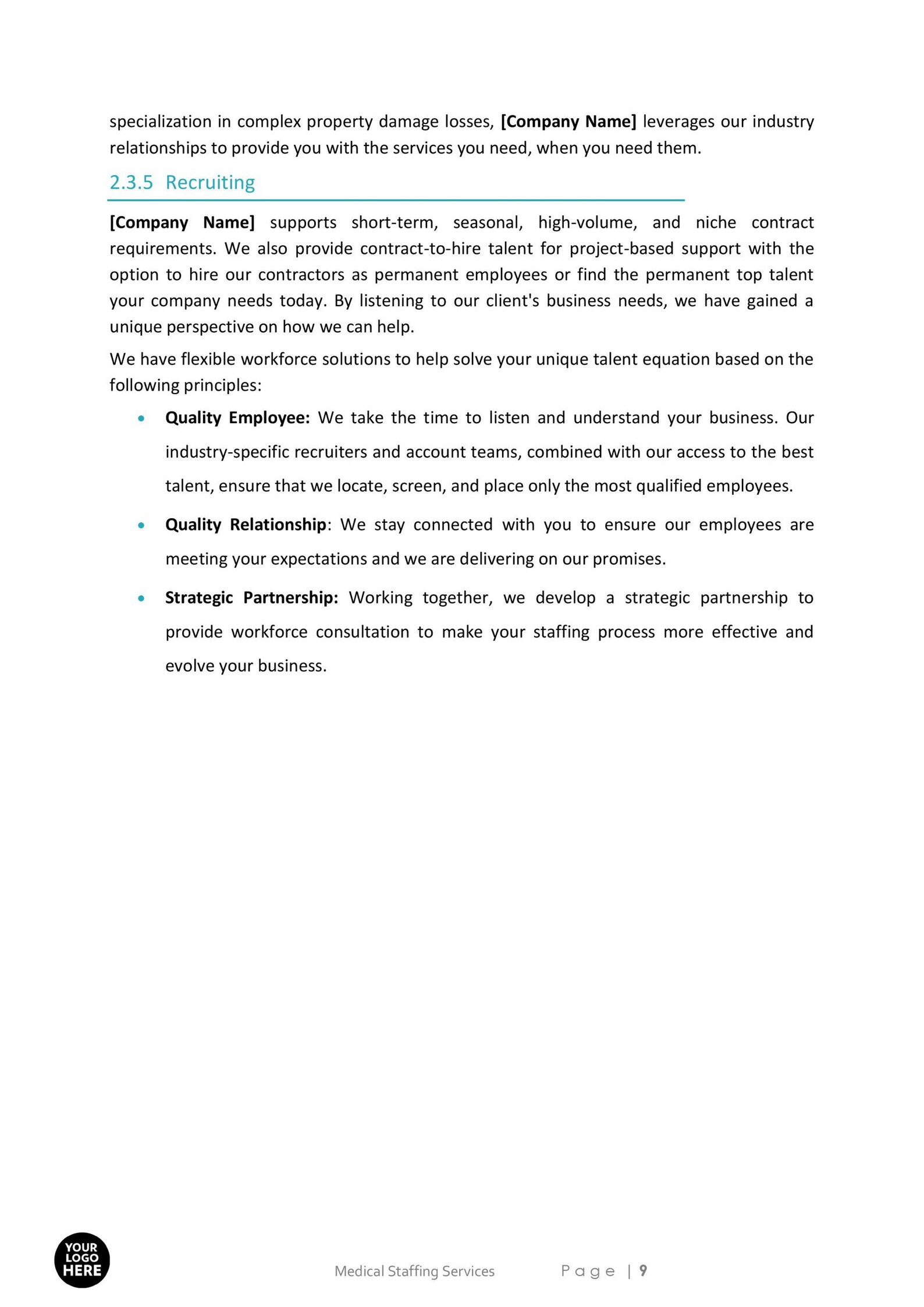Medical Staffing Services Proposal Template - Etsy