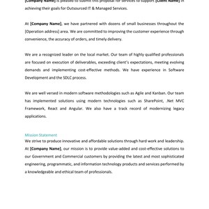 Managed Services Proposal Template With Comprehensive Work Plan Chapter ...