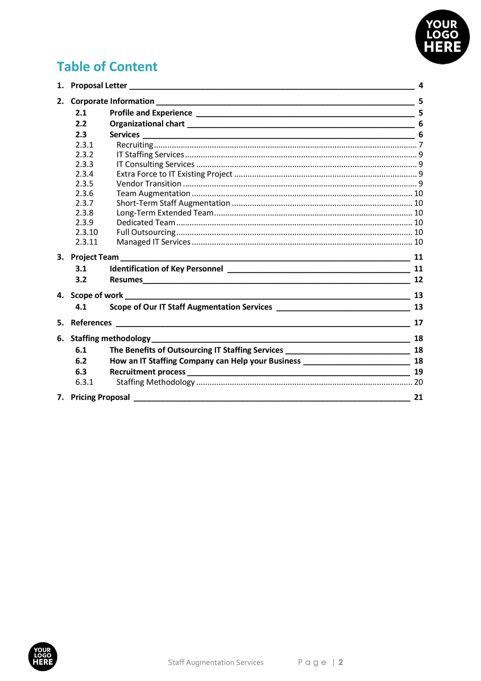 IT Staff Augmentation Services Proposal Template - Etsy