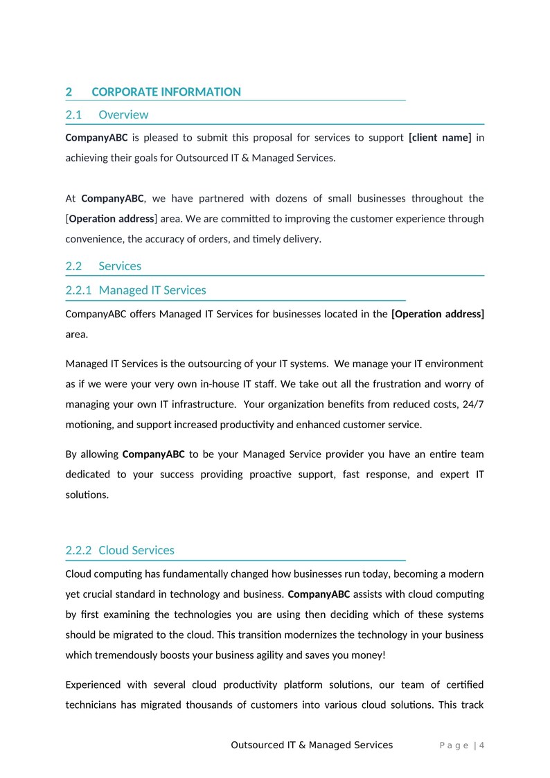 Managed Services Business Proposal Template - Etsy