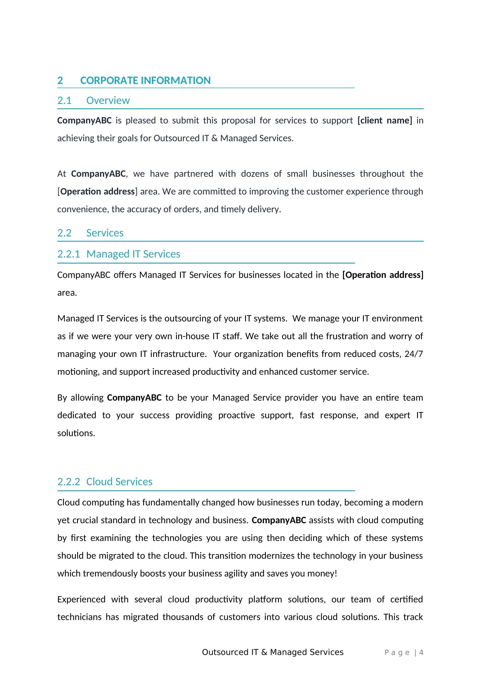 Managed Services Business Proposal Template - Etsy
