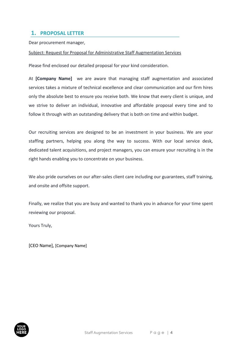 IT Staff Augmentation Services Proposal Template - Etsy