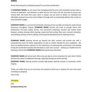 Janitorial Commercial Cleaning Business Proposal Template - Etsy