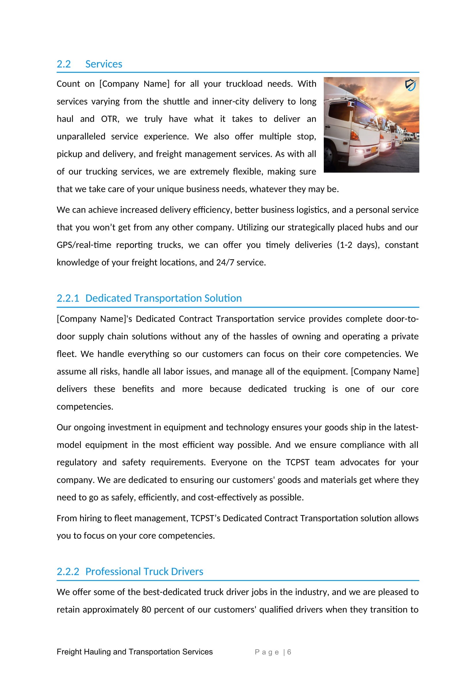 Freight Hauling and Transportation Services Proposal Template - Etsy