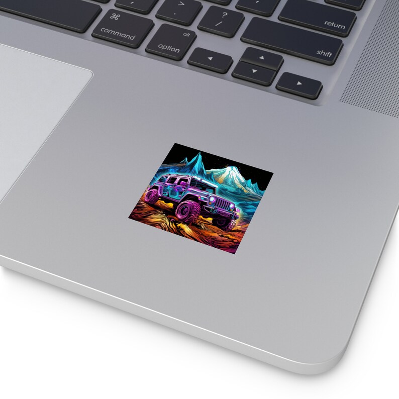 Neon Cybernetic Jeep Square Sticker - Etsy