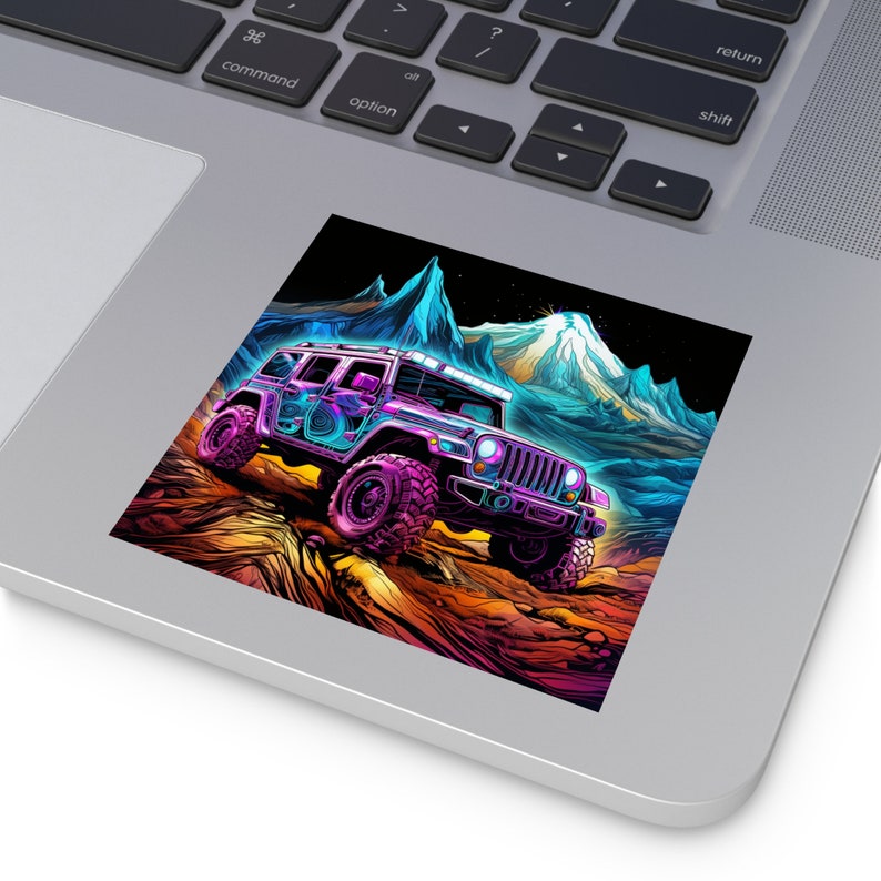 Neon Cybernetic Jeep Square Sticker - Etsy