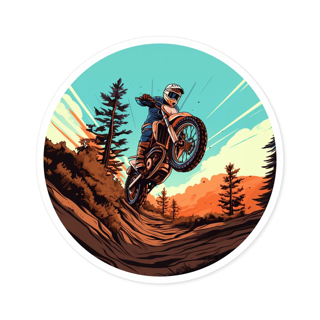 Thrilling Dirt Bike Adventure Round Sticker - Etsy