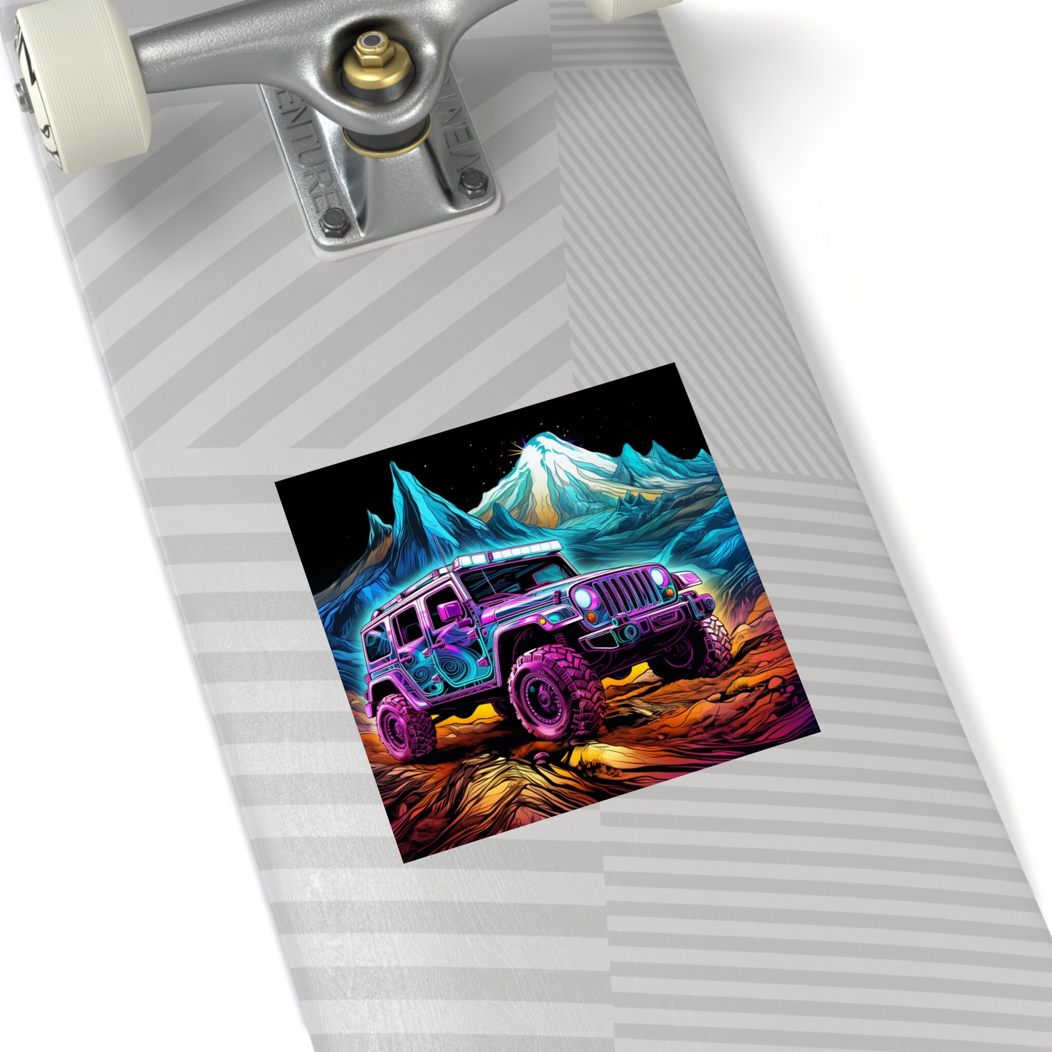 Neon Cybernetic Jeep Square Sticker - Etsy