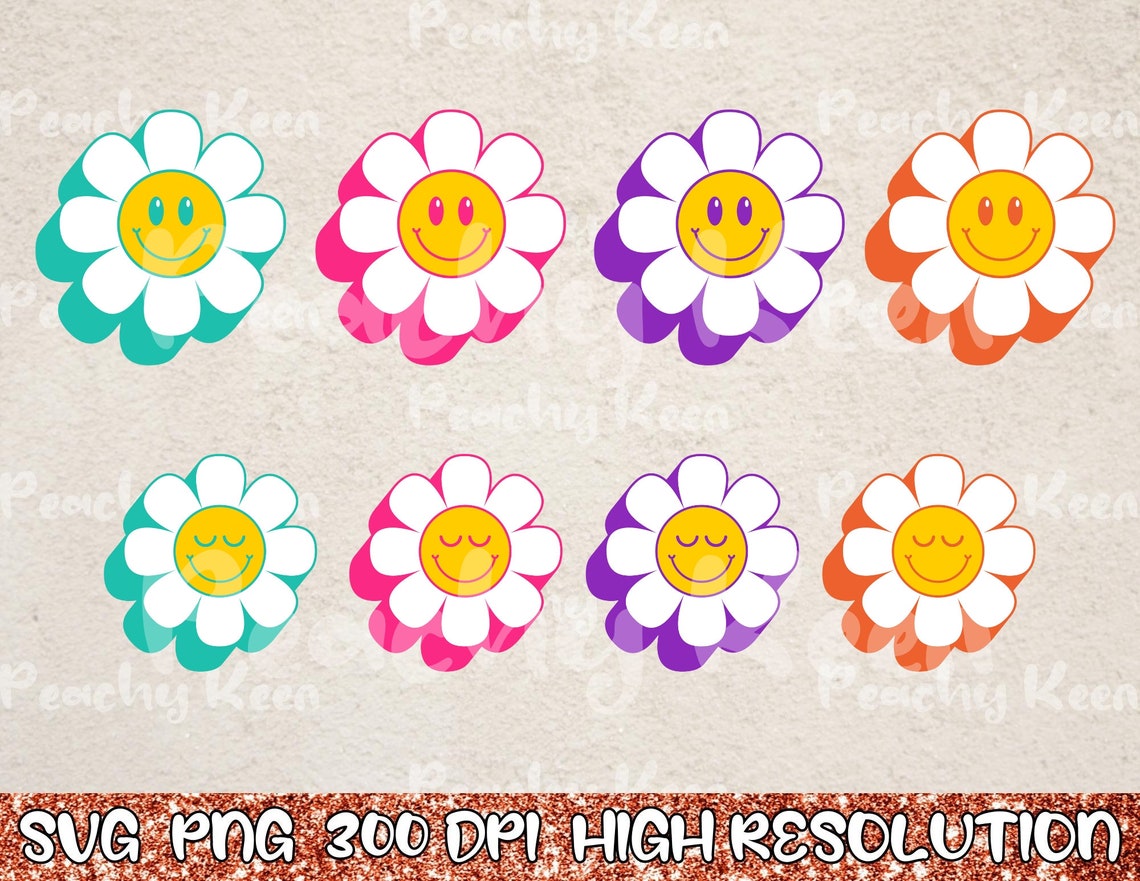 Smiley Svg Bundle, Smiley Face Flowers, Smiley Face Bundle, Smiley Face ...