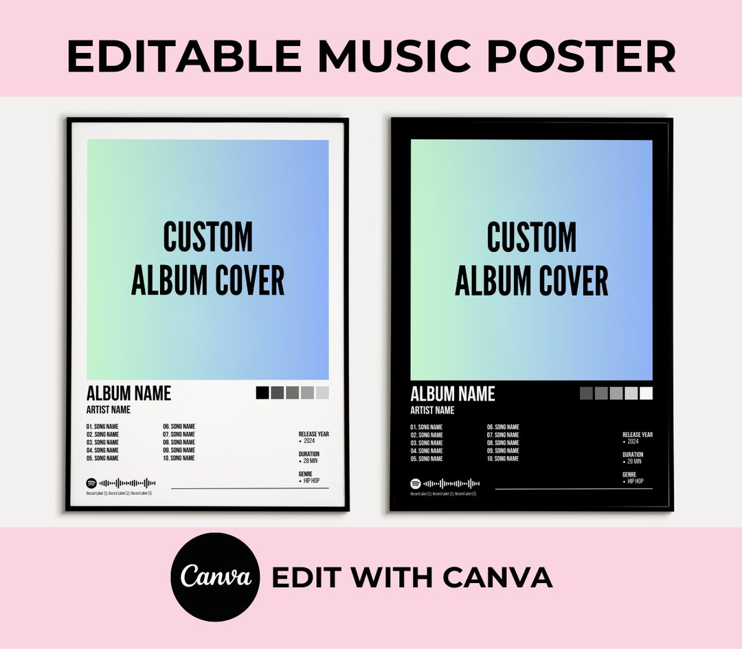 Custom Album Cover Poster, Editable Canva Template, Customizable Digital Music Poster, Album ...