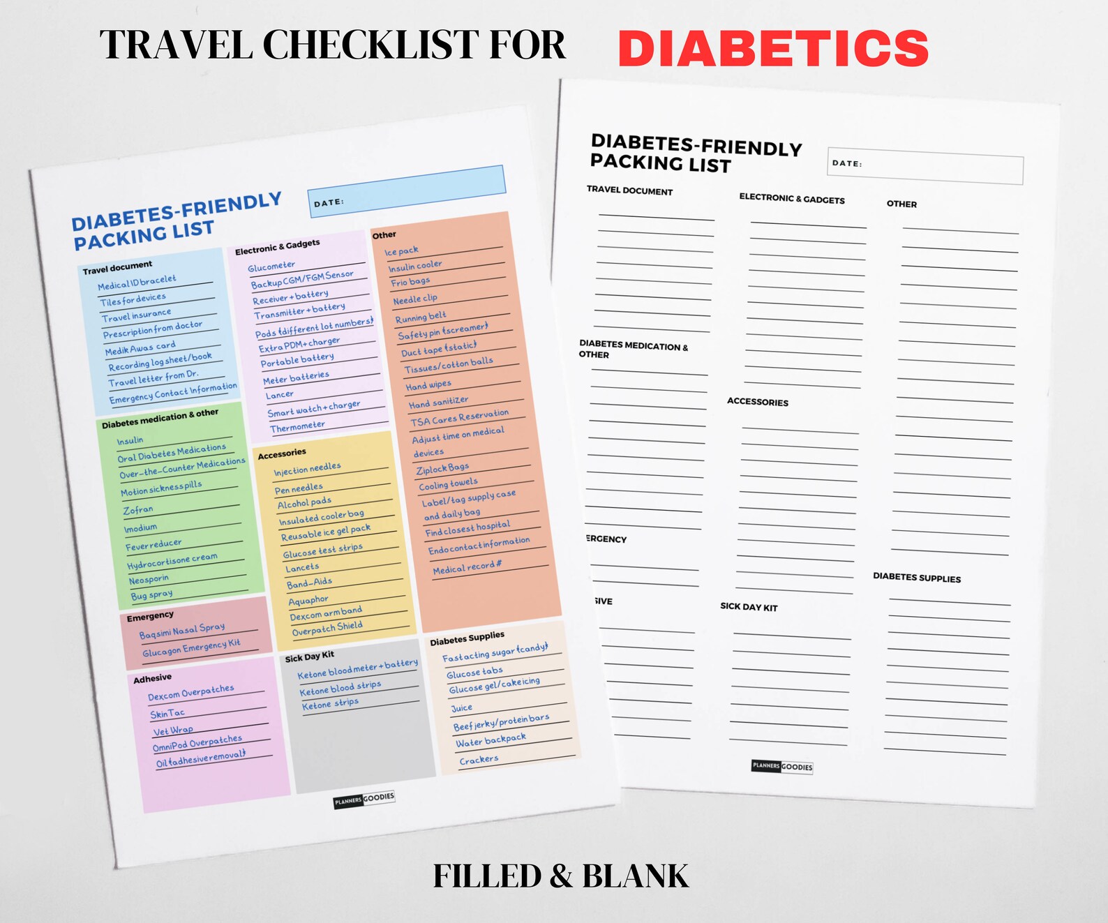 Diabetic Packing List Printable | Diabetes Travel List | Travel Packing ...