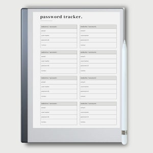 Password Tracker for Remarkable 2 Digital Download Remarkable Templates ...