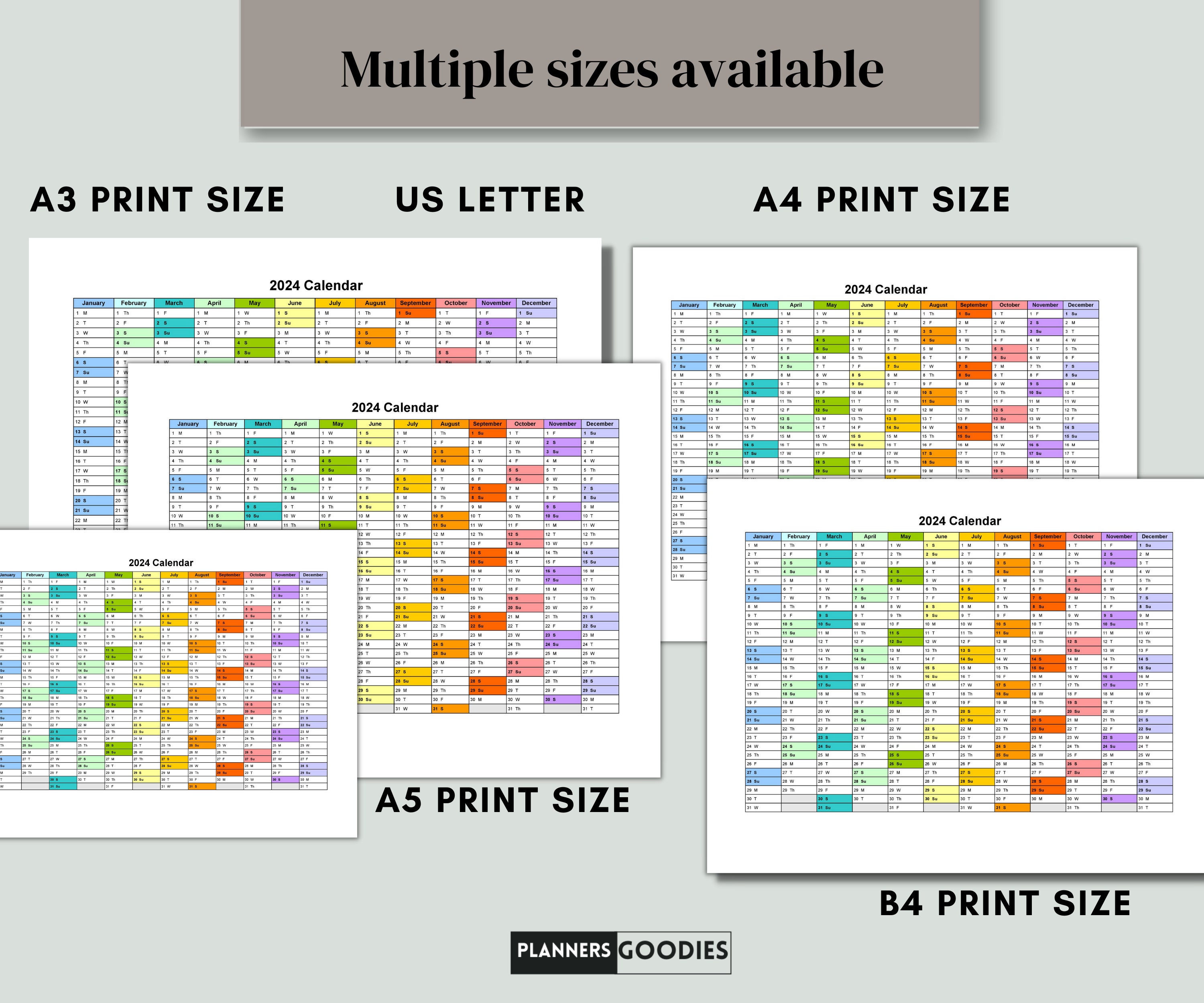 2024 Yearly Calendar Printable Teacher Calendar Monthly Planner 2024 ...