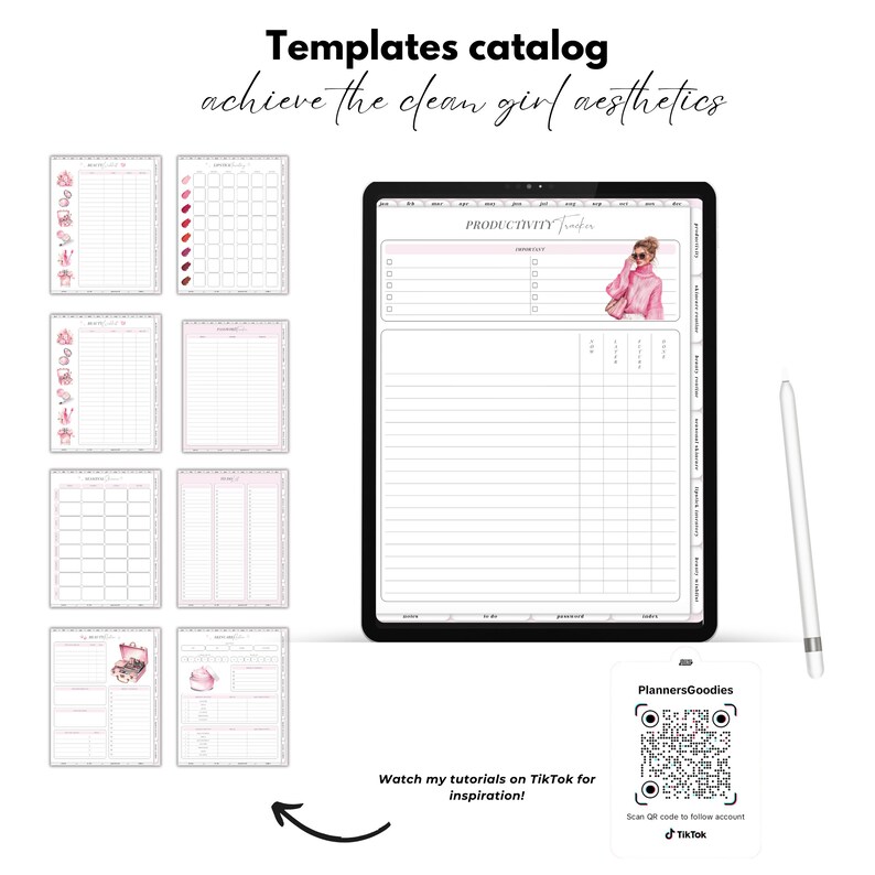 CLEAN GIRL Aesthetic Digital Planner 2024 Daily Weekly Monthly ...