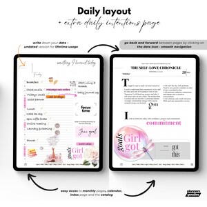 Undated Digital Planner & Journal for Women for iPad Goodnotes Daily ...