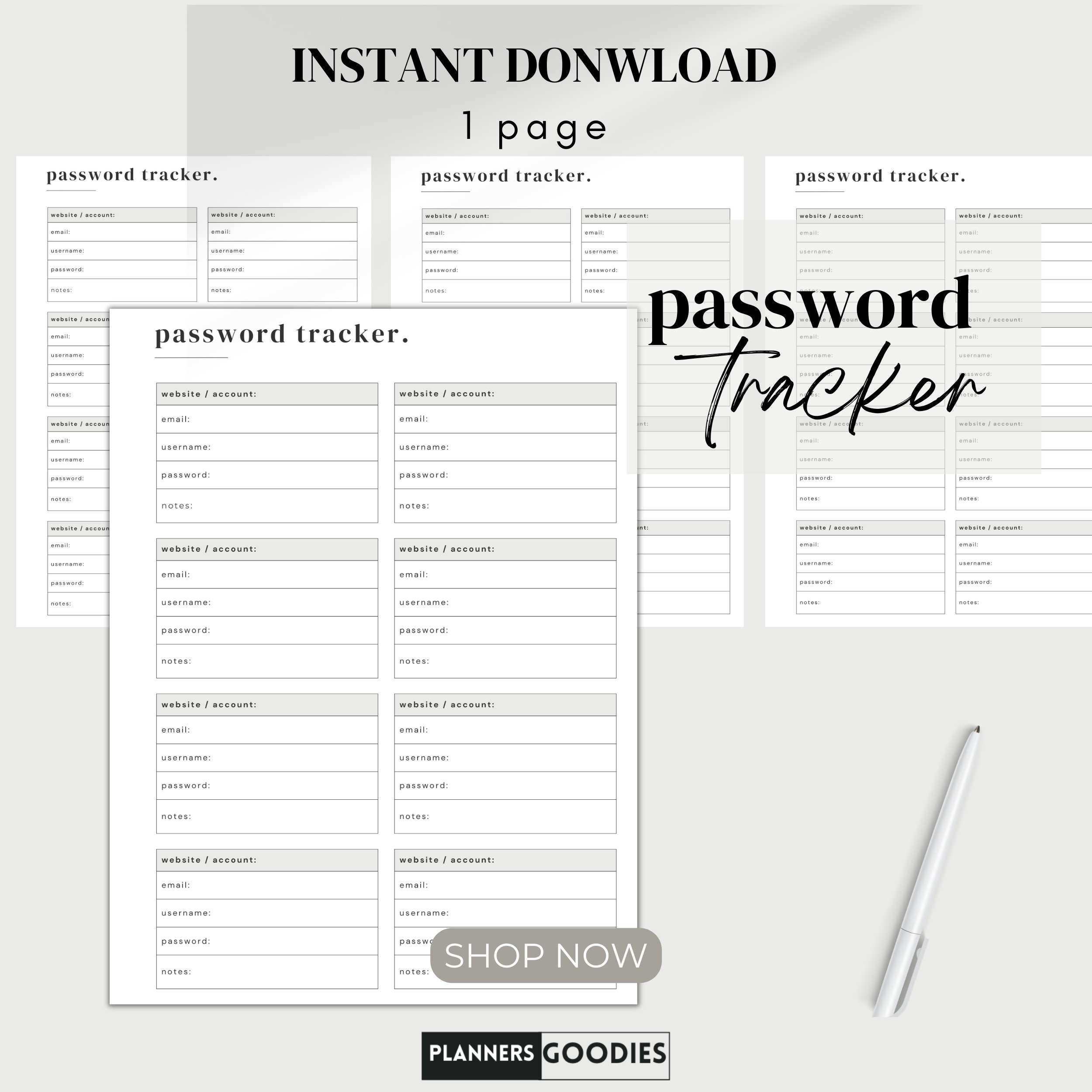 Password Tracker for Remarkable 2 Digital Download Remarkable Templates ...