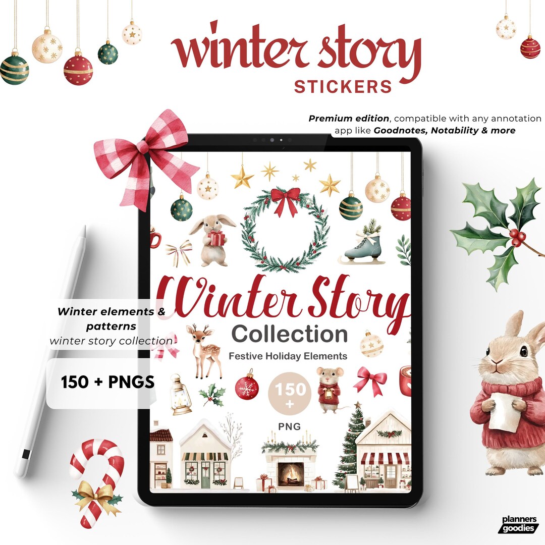 Christmas Digital Stickers PNG Cute Stickers Sheet Holiday for ...