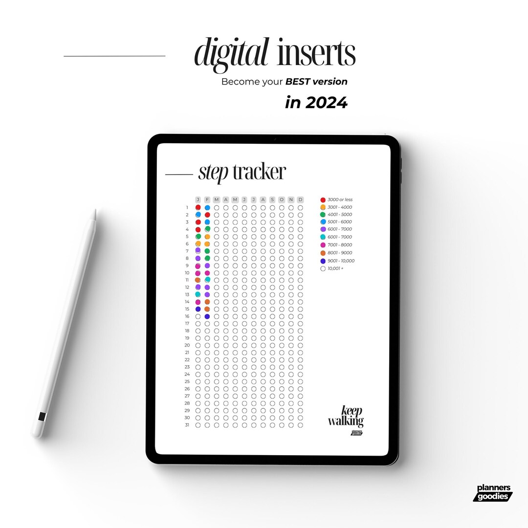 Yearly Step Tracker Digital Inserts, Digital Planner Goodnotes Insert ...