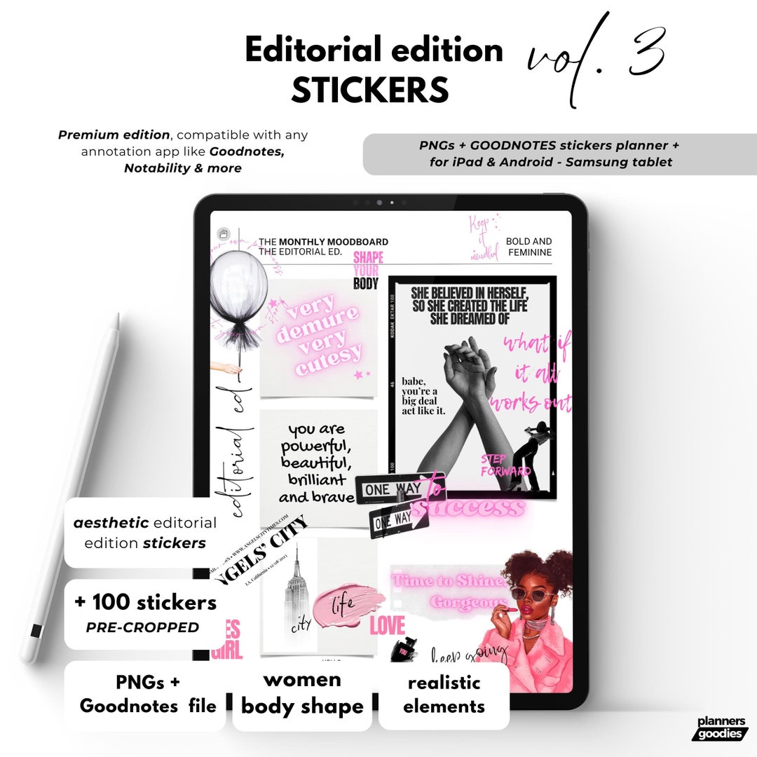 Precropped Digital Stickers for Goodnotes Aesthetic Planner Stickers ...