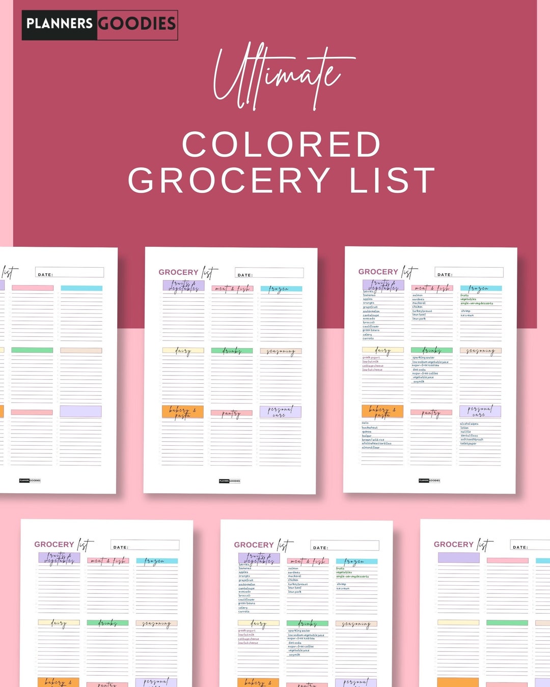 Master Grocery List Printable Ultimate Grocery List Pdf Meal Planner ...