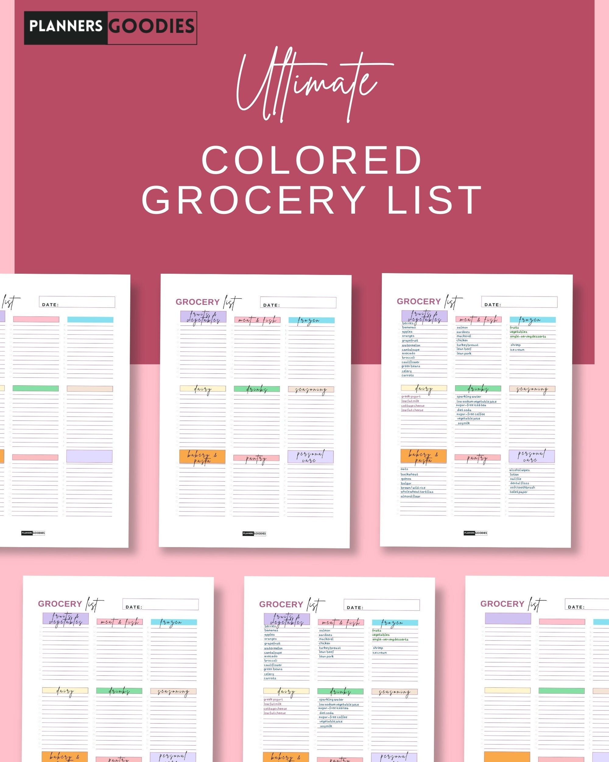 Master Grocery List Printable Ultimate Grocery List Pdf Meal Planner ...