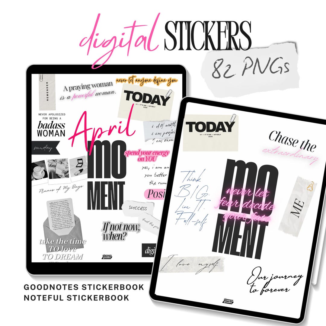 April Stickers Digital for Planners Pre-cropped Editorial Stickers for ...