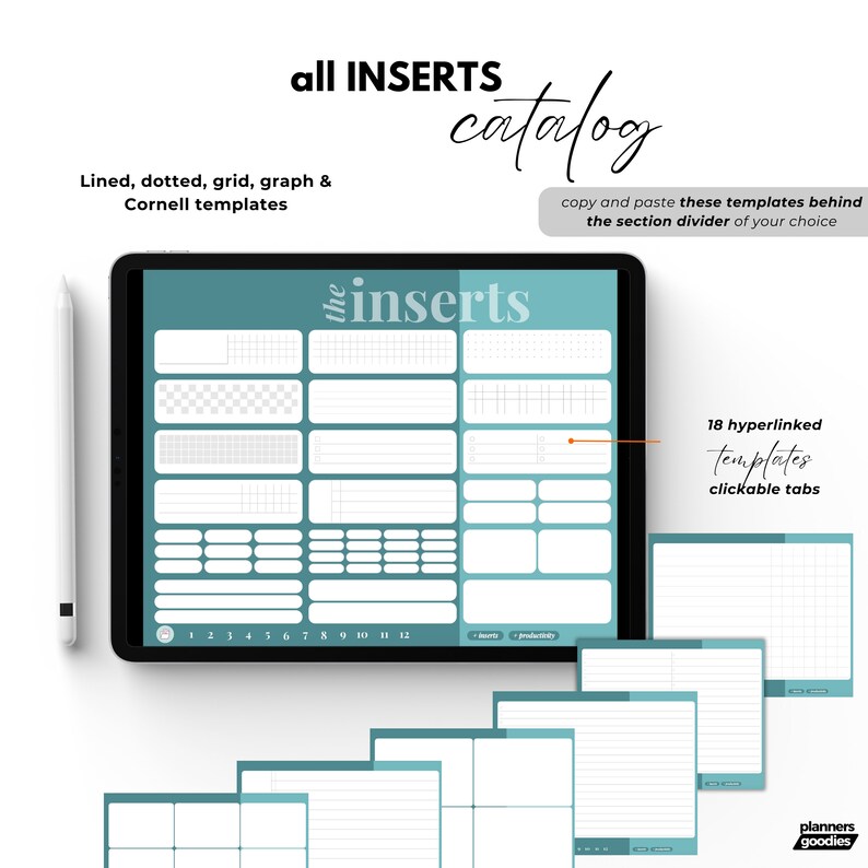 Digital Notebook Landscape All in One 12 Tab Green for Goodnotes ...