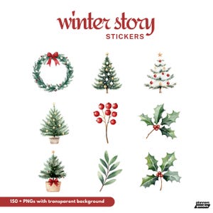Christmas Digital Stickers PNG Cute Stickers Sheet Holiday for ...
