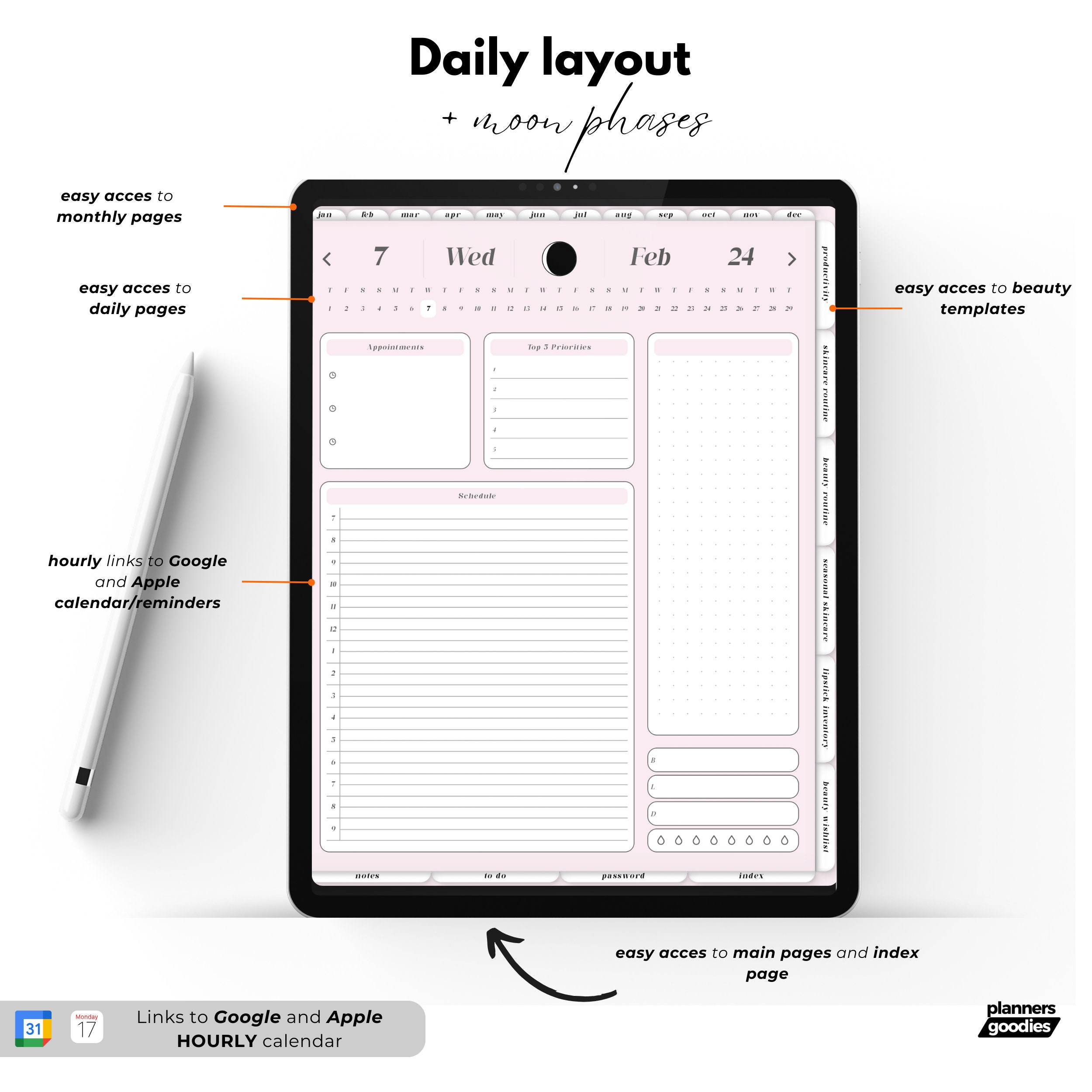 CLEAN GIRL Aesthetic Digital Planner 2024 Daily Weekly Monthly ...