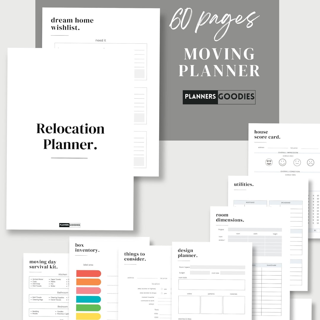 Moving Planner Digital Relocation Planner New Home Checklist Printable ...