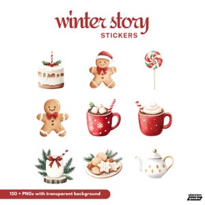 Christmas Digital Stickers PNG Cute Stickers Sheet Holiday for ...