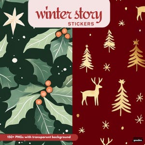 Christmas Digital Stickers PNG Cute Stickers Sheet Holiday for ...