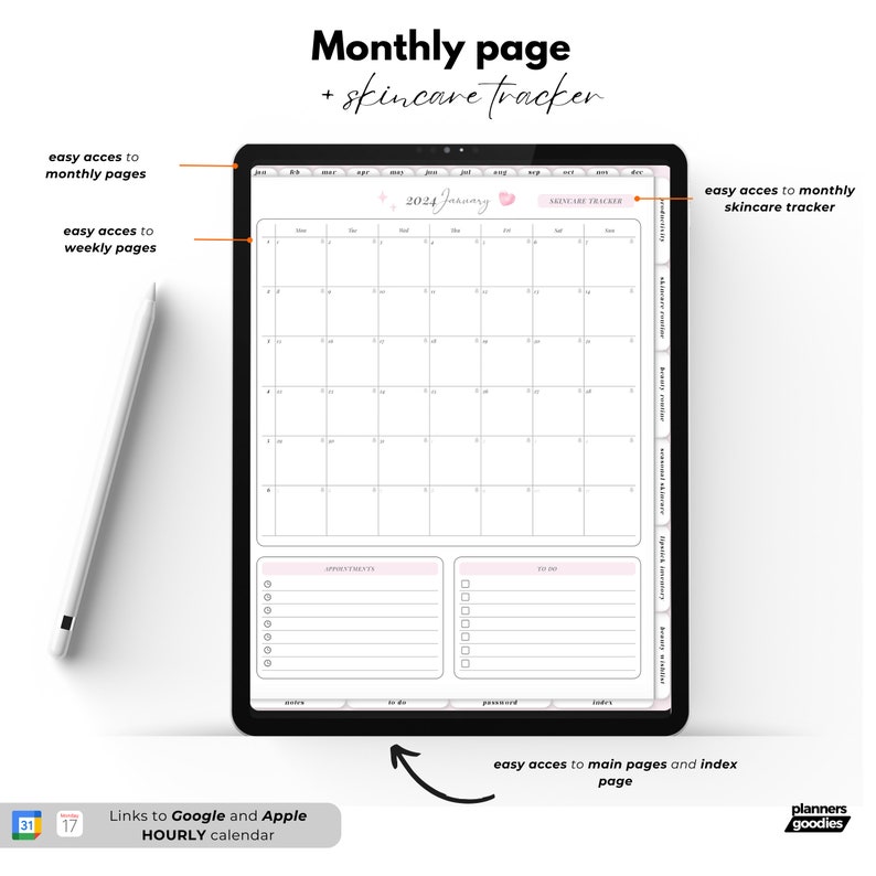 CLEAN GIRL Aesthetic Digital Planner 2024 Daily Weekly Monthly ...