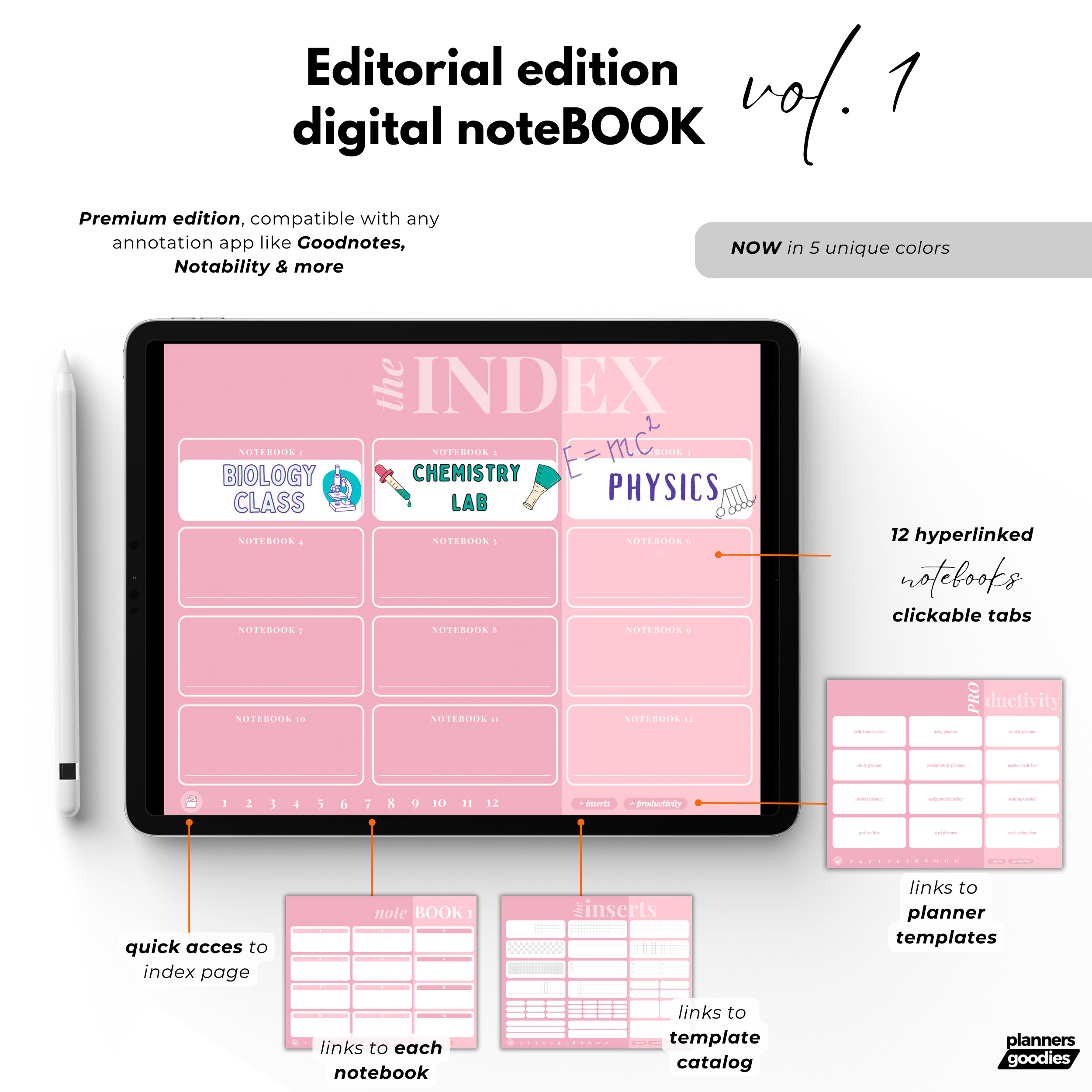 Digital Notebook Landscape All in One, Goodnotes iPad Hyperlinked ...