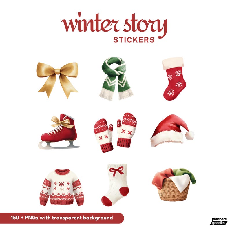 Christmas Digital Stickers PNG Cute Stickers Sheet Holiday for ...