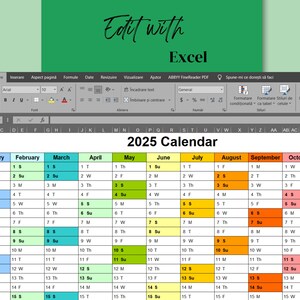 2025 Calendar Planner for Excel Template Horizontal Calendar | 2025 ...