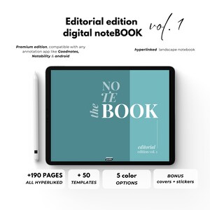 Digital Notebook Landscape All in One 12 Tab Green for Goodnotes ...