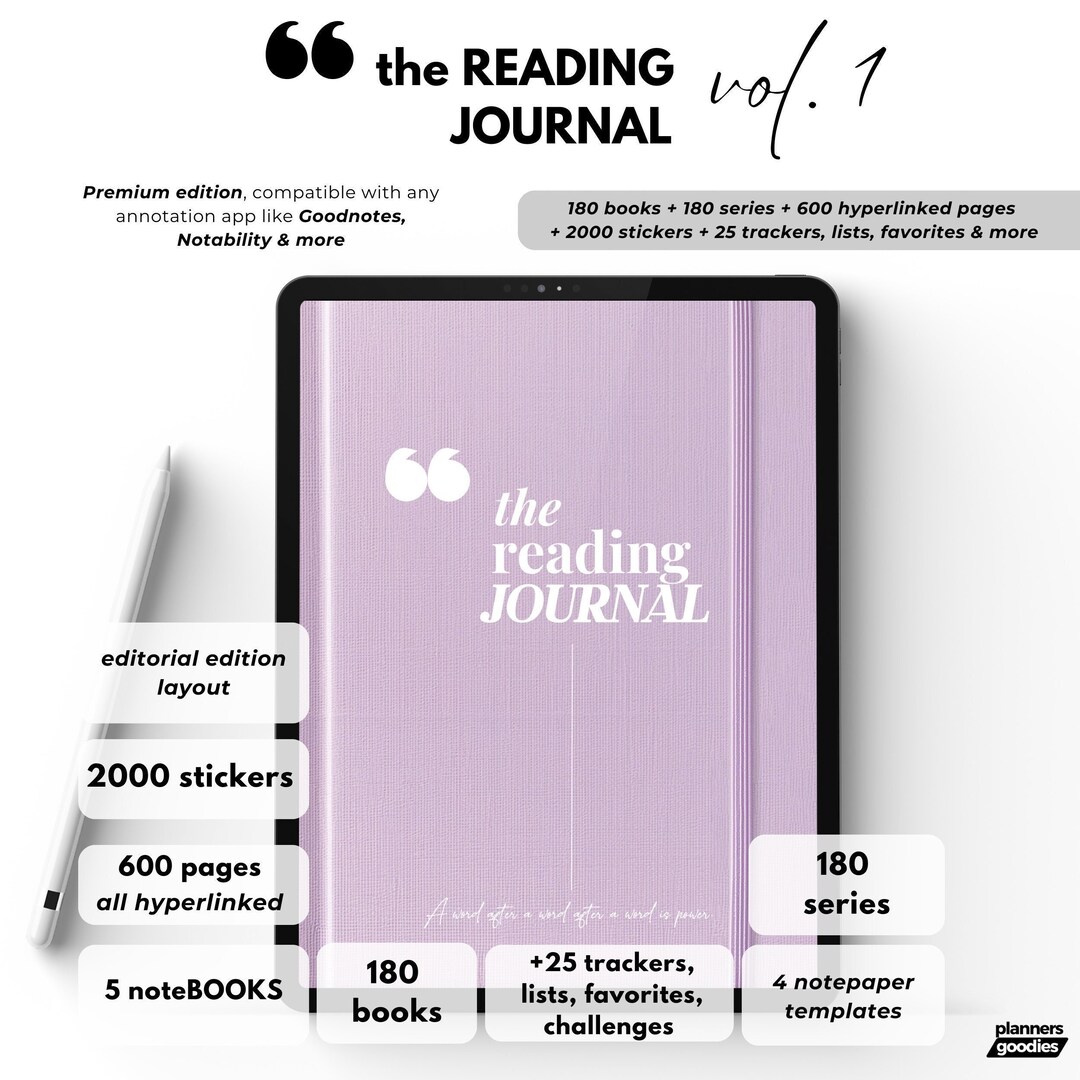Digital Reading Journal for Book Lovers for iPad Planner for Goodnotes ...
