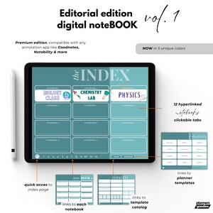 Digital Notebook Landscape All in One 12 Tab Green for Goodnotes ...