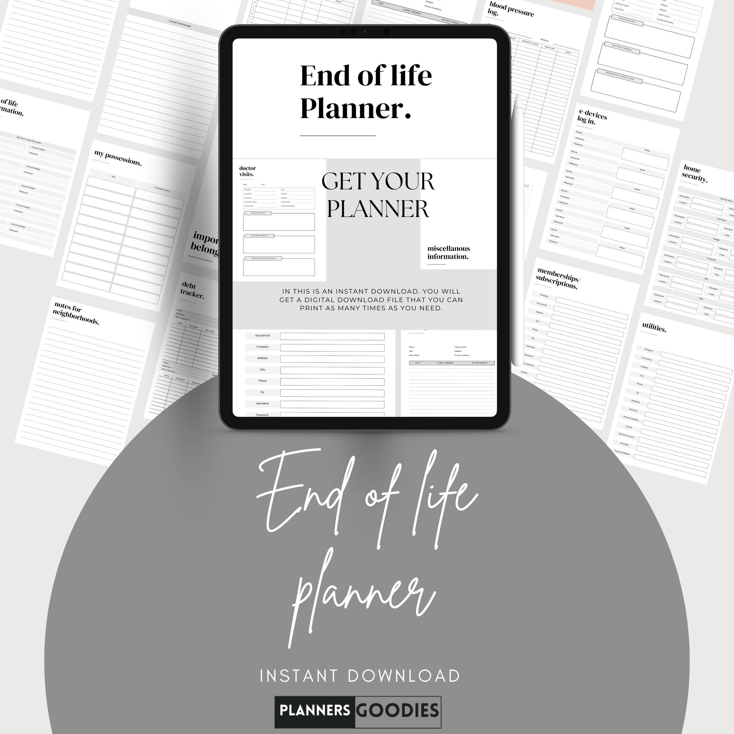 End of Life Planner Printable, Peace of Mind Planner, Death Binder ...
